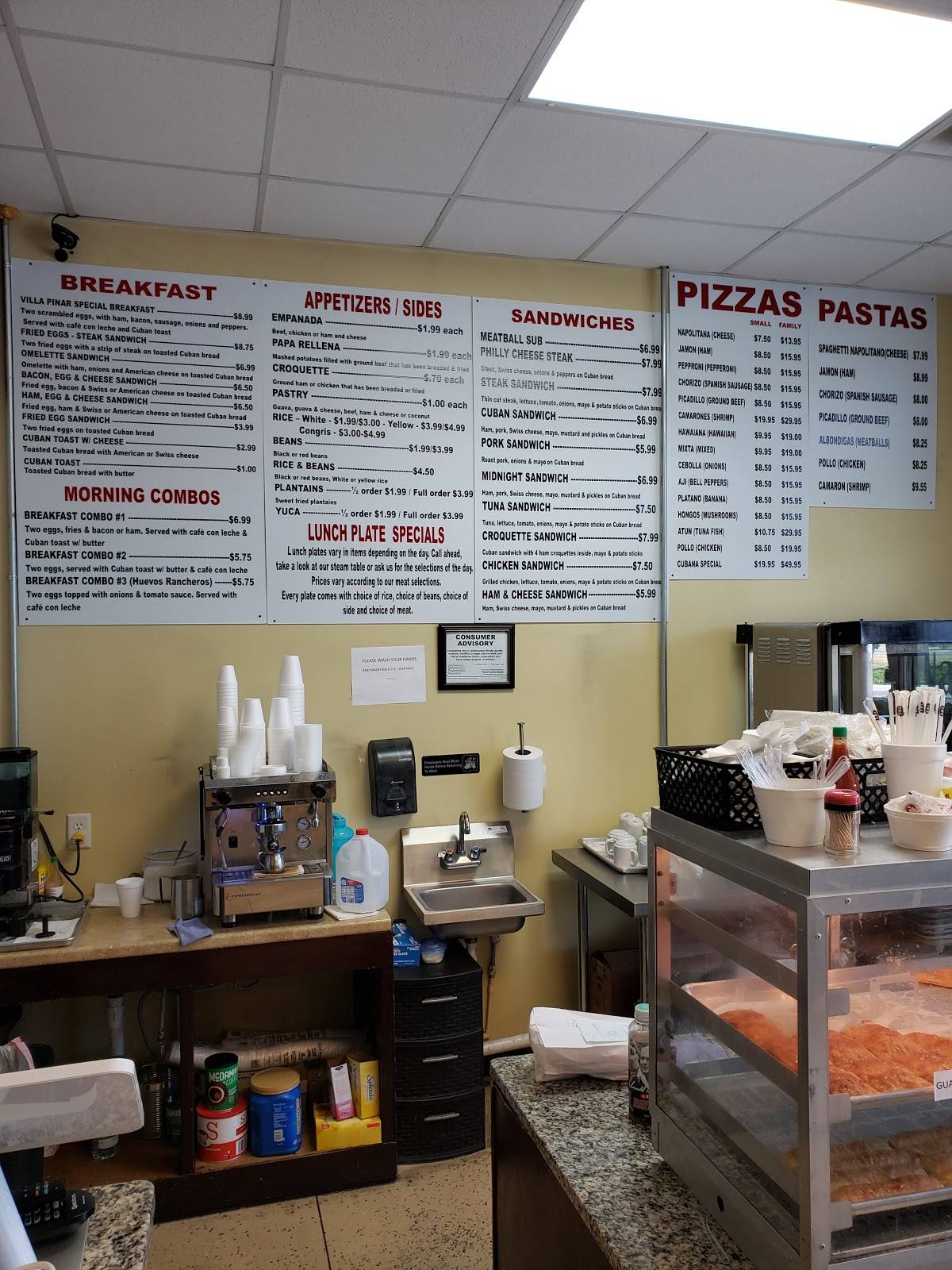 Menu at Villa Pinar Cuban Cafeteria, Summerfield