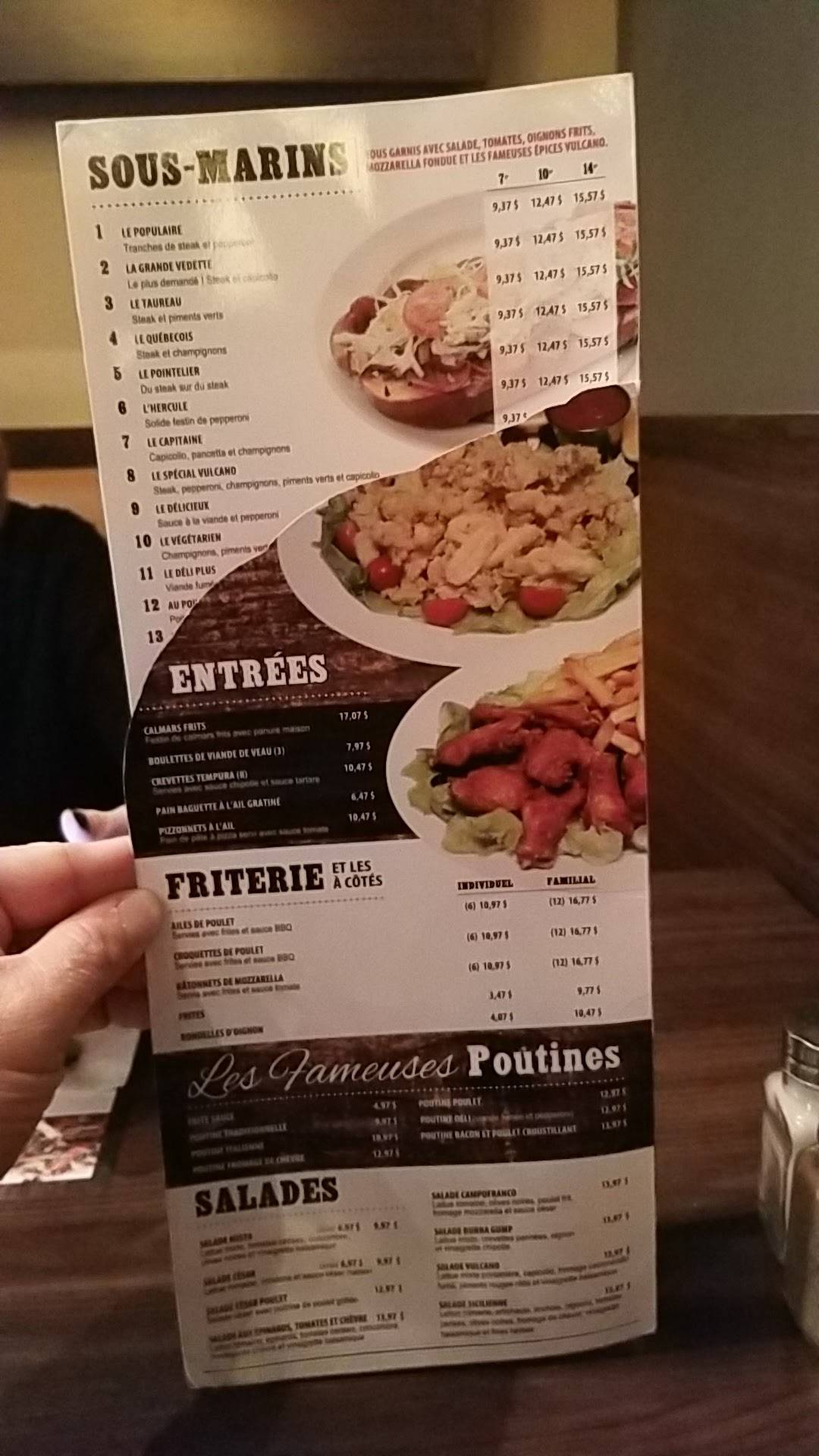 Menu au Restaurant Vulcano, Mascouche