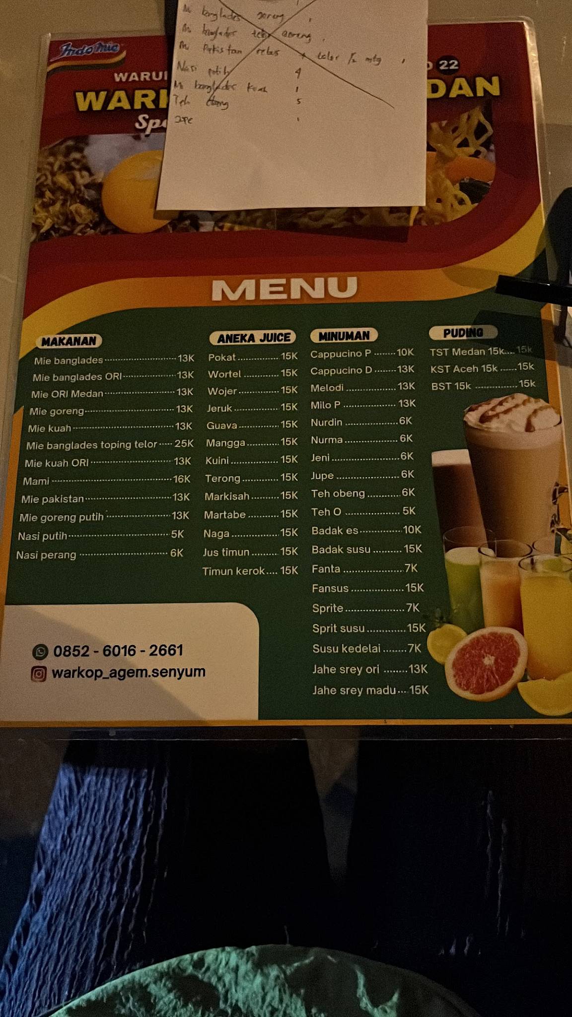Menu at Warkop Agem Medan Spesial Mie Bangladesh Cabang Batam ...