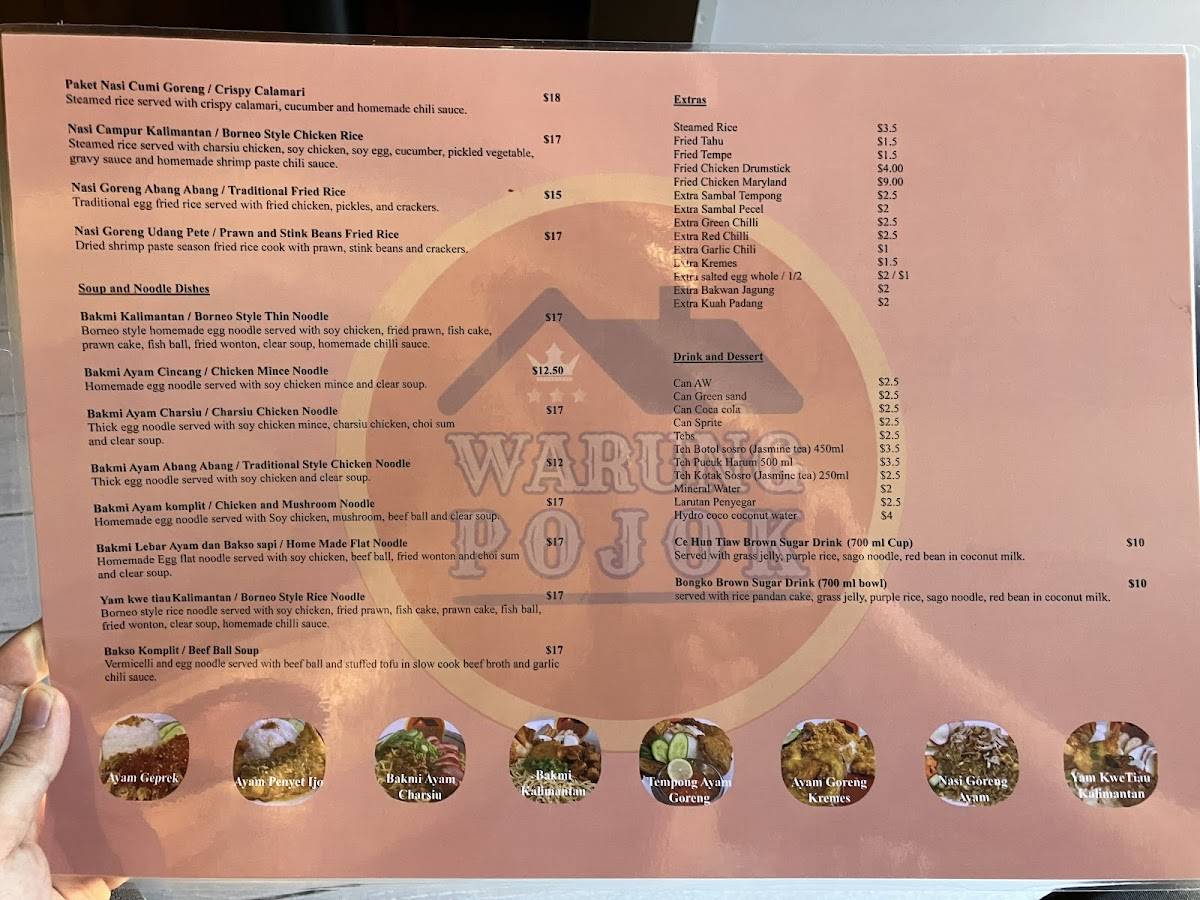 Menu at Warung Pojok Mascot restaurant, Mascot