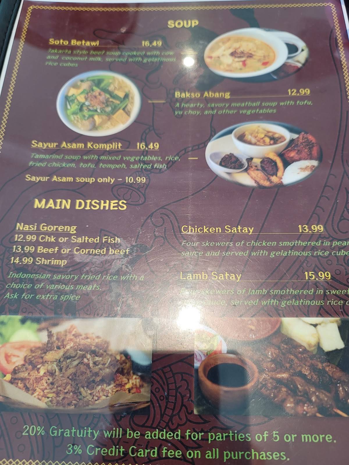 Carta de Wayang Restaurant Halal, Alhambra