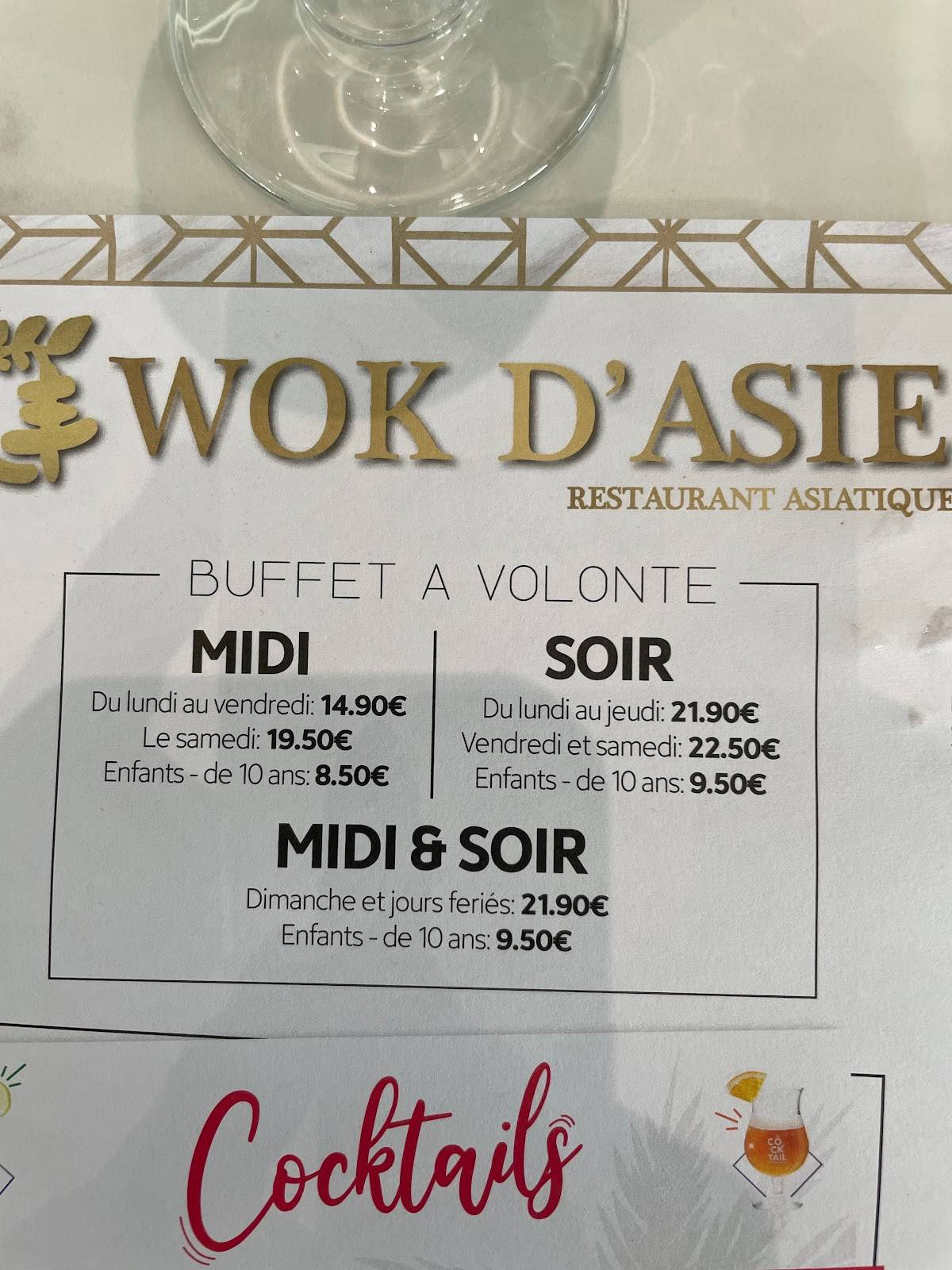 Menu au Wok d'Asie - Buffet à Volonté restaurant, Saint-Égrève