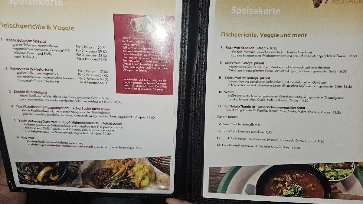 Speisekarte von Yeshi Habesha Restaurant, Saarburg