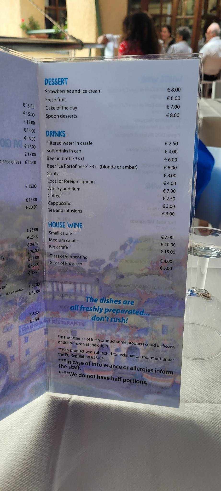 Menu at da Giovanni restaurant, Camogli