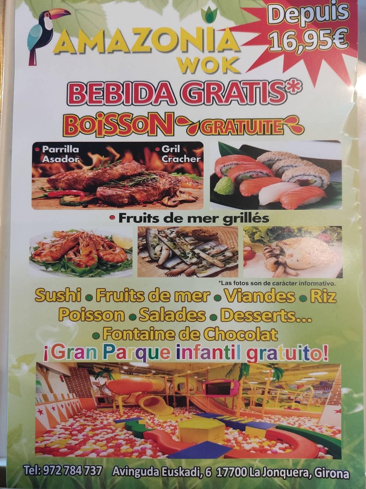Carta del restaurante Buffet libre Amazonia Wok, La Junquera