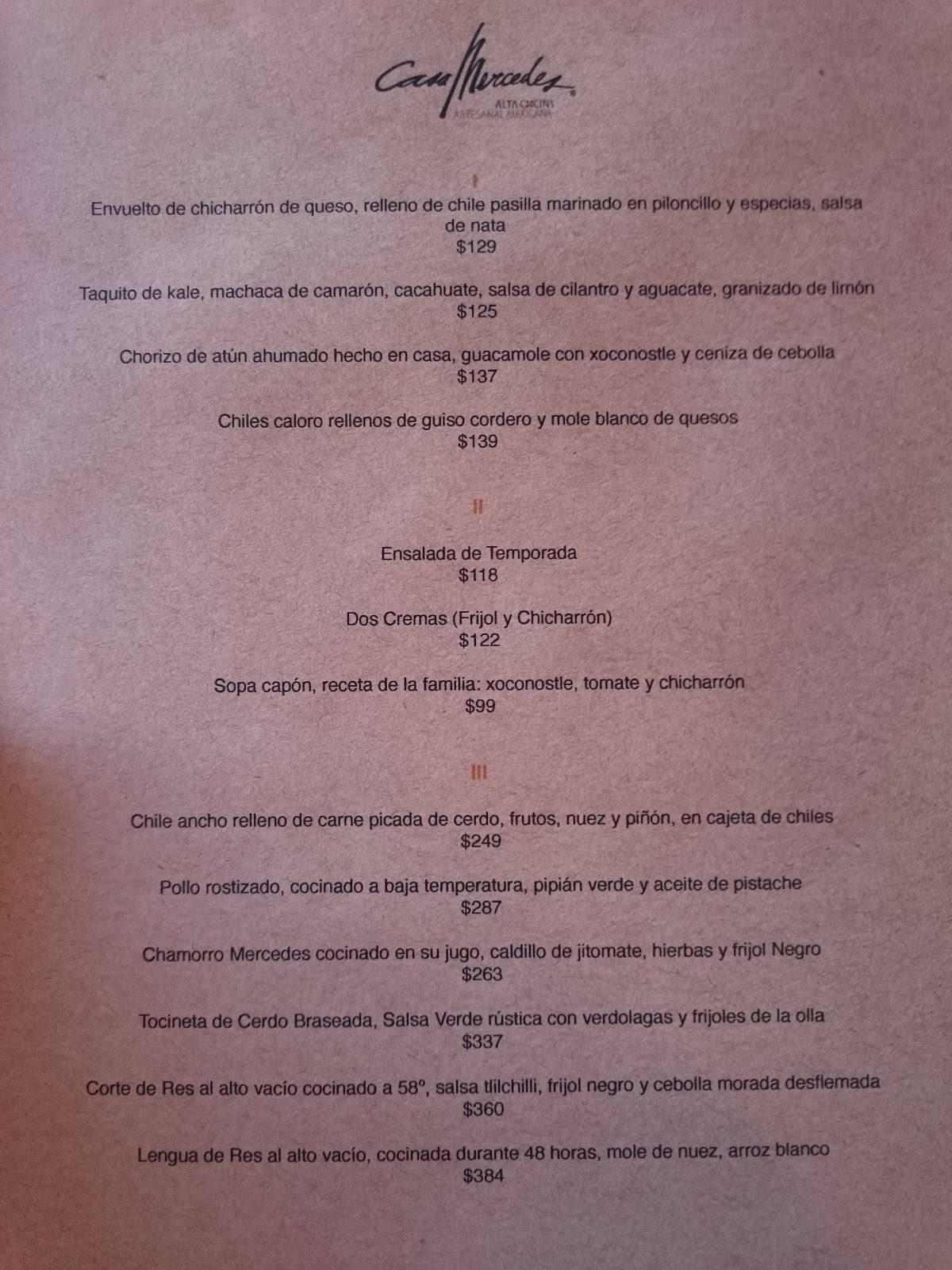 Menu at Restaurante Casa Mercedes, Guanajuato