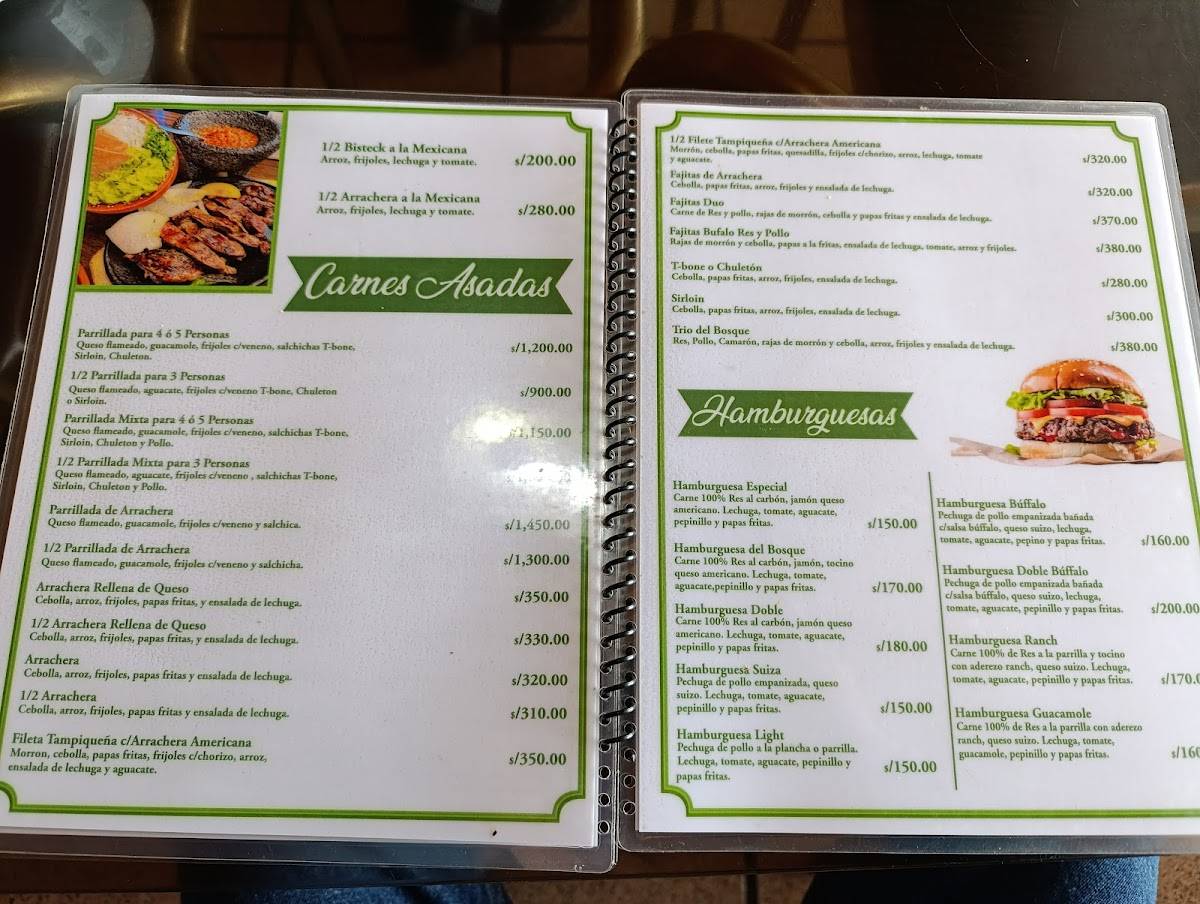 Menu at Restaurante Del Bosque, Cerralvo Municipality, Presidentes SN-S ...