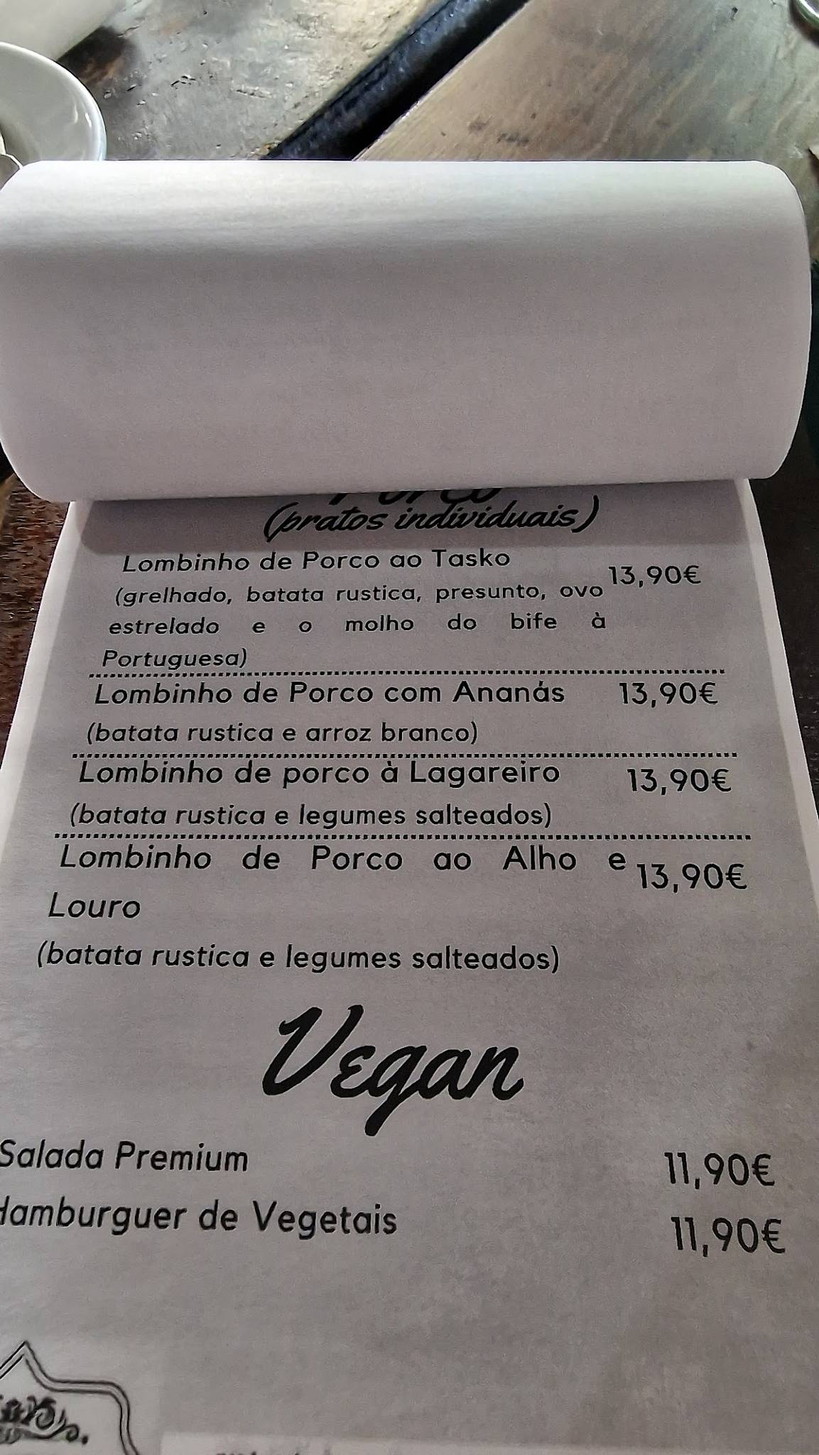 Menu em Restaurante Don Tasko, Castelo Branco