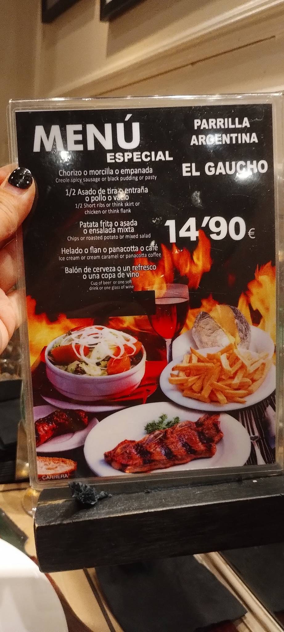 Carta del restaurante De María San Jerónimo, Madrid, Carrera del San ...