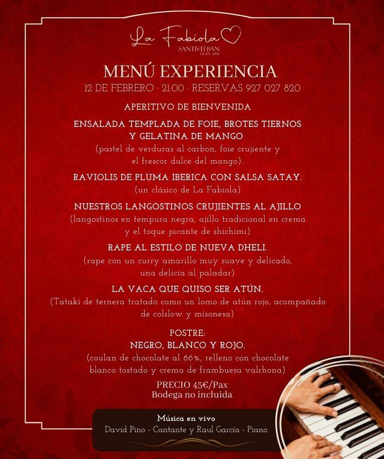 Carta de Restaurante La Fabiola, Cáceres