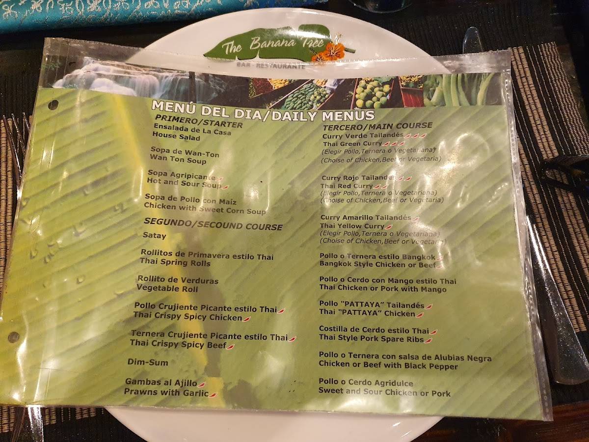 Menu at Restaurante The Banana Tree, L'Albir, Av de l'Albir