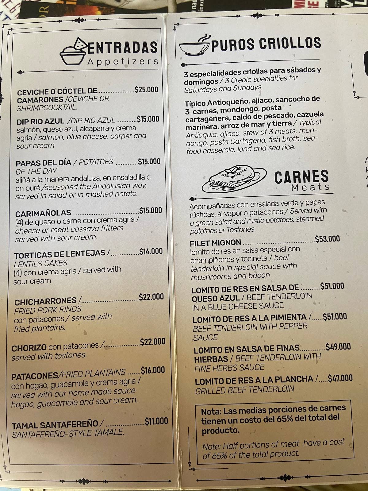 Carta de La Comedia | Arte, Bar & Cocina, Santa Fe de Antioquia, Cra. 8 ...