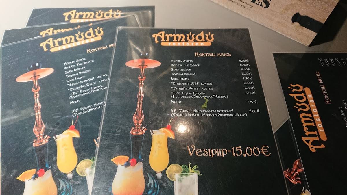 Menu at Restoran Armudu Haabersti restaurant, Tallinn