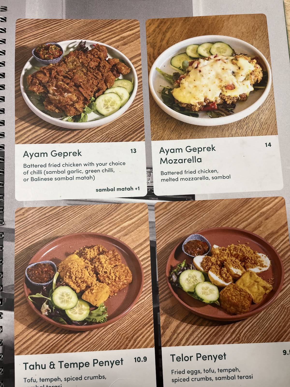 Menu at Ria Ayam Penyet restaurant, Victoria Park