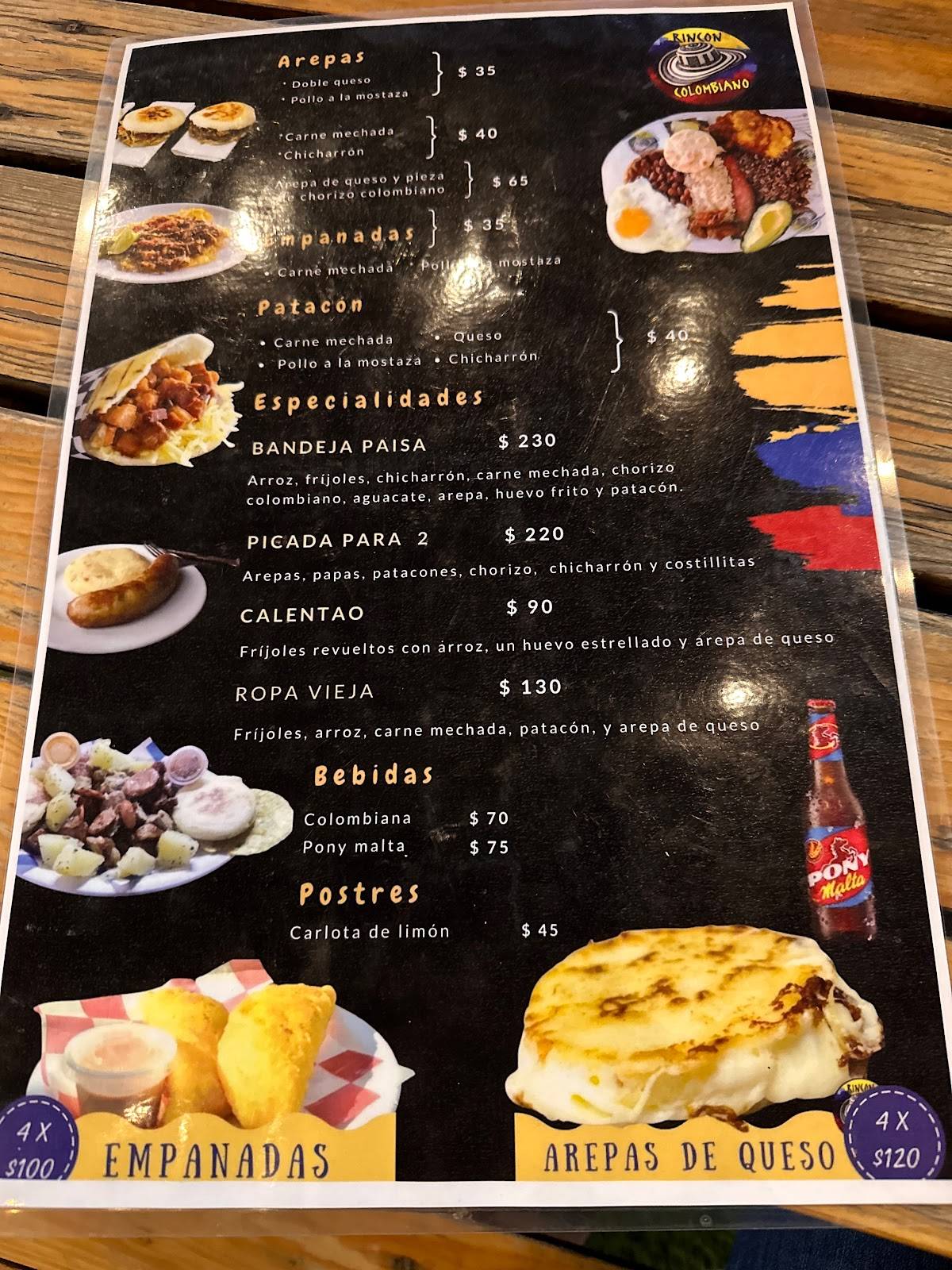 Menu at Rincón Colombiano restaurant, Saltillo, Blvd. Eulalio Gutiérrez ...