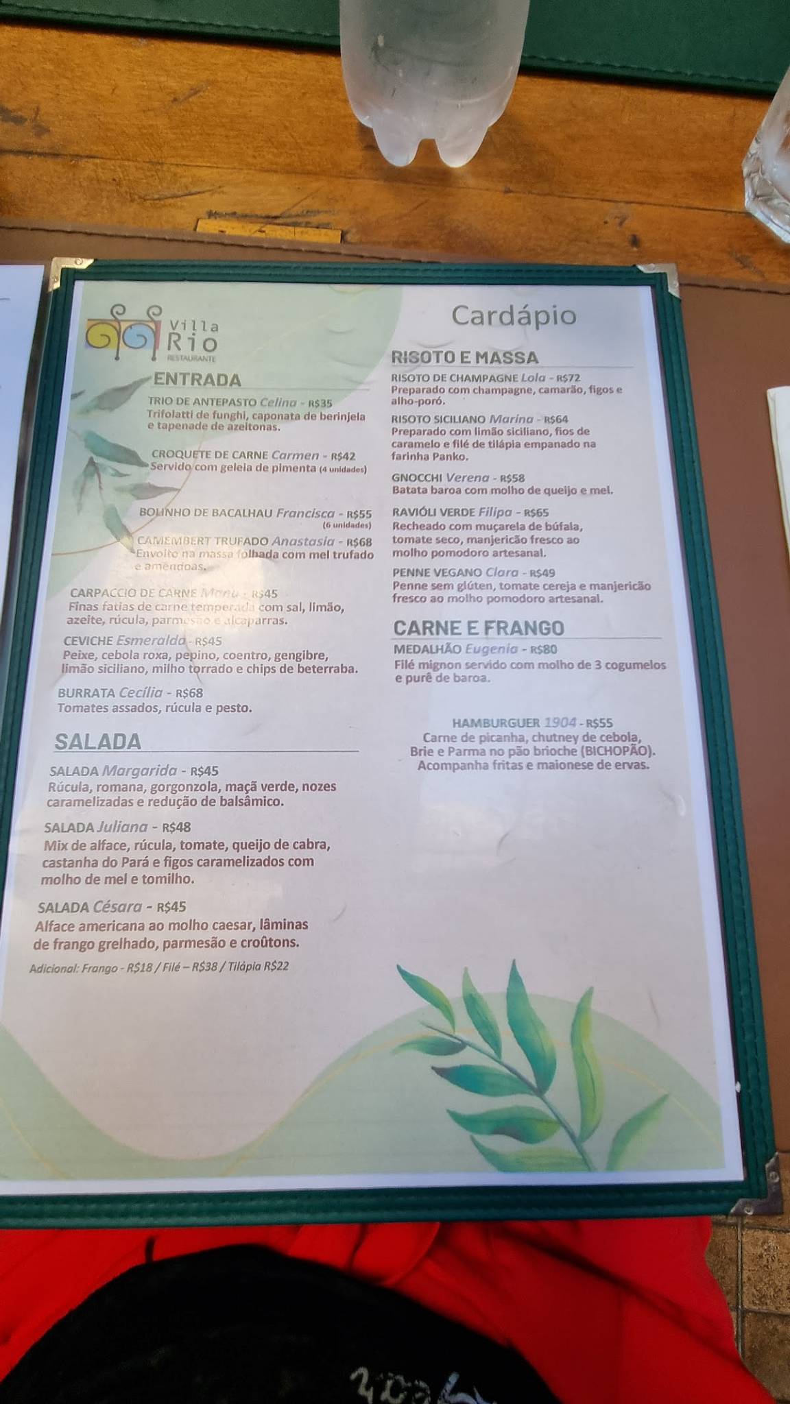Carta de Villa Rio Restaurante, Rio de Janeiro
