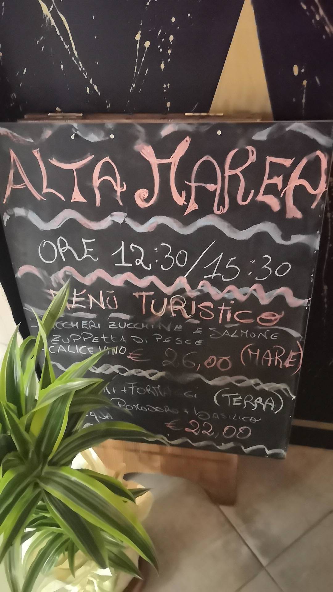 Menu da Alta Marea restaurant mediterranean, Cagliari