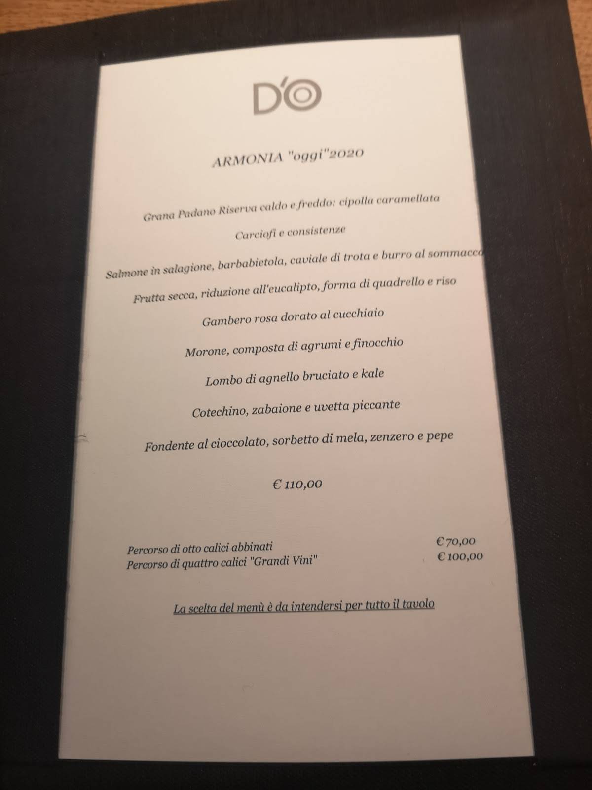 Speisekarte von Ristorante D'O, Cornaredo, Piazza della Chiesa