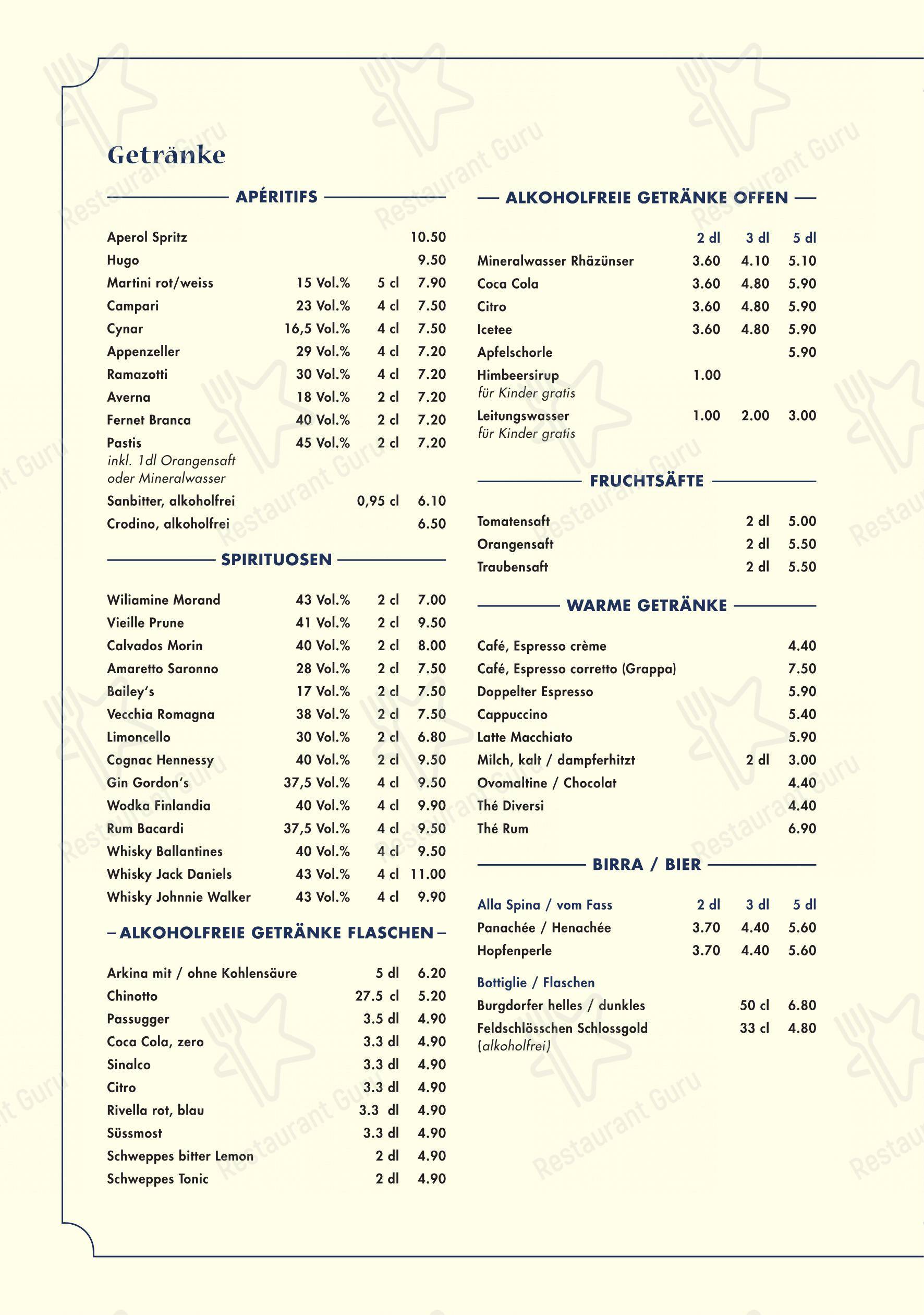 Speisekarte von Ristorante Il Brunello, Kehrsatz