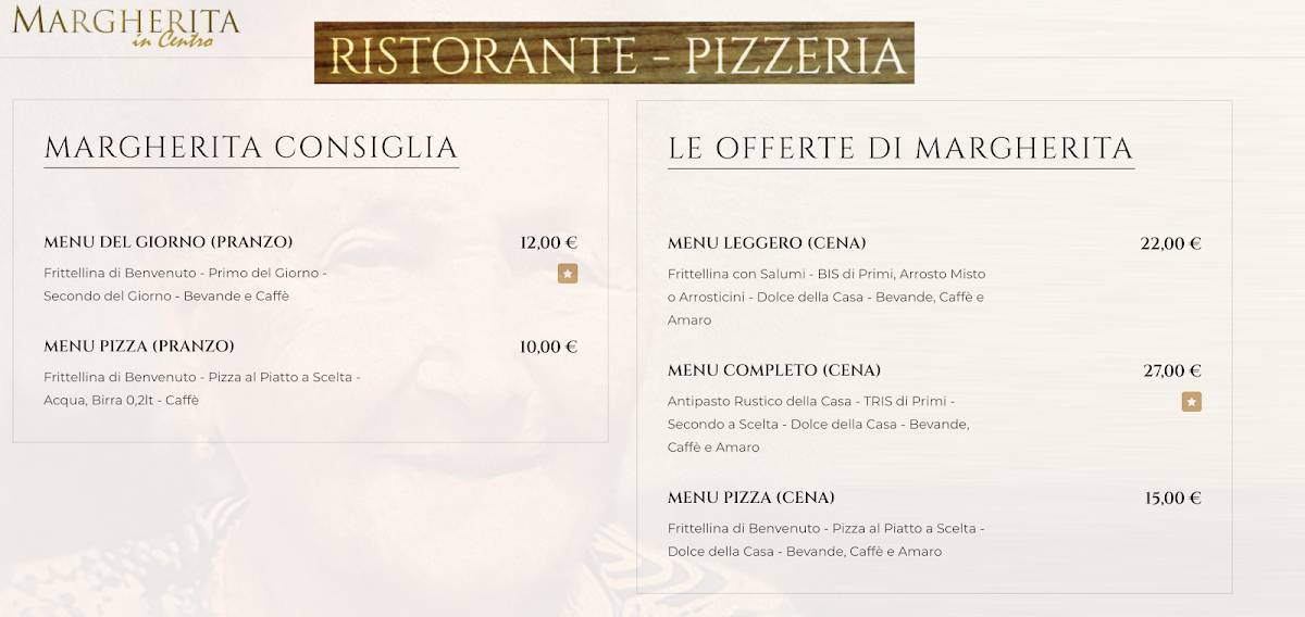 Menu da Margherita ristorante, Pescara