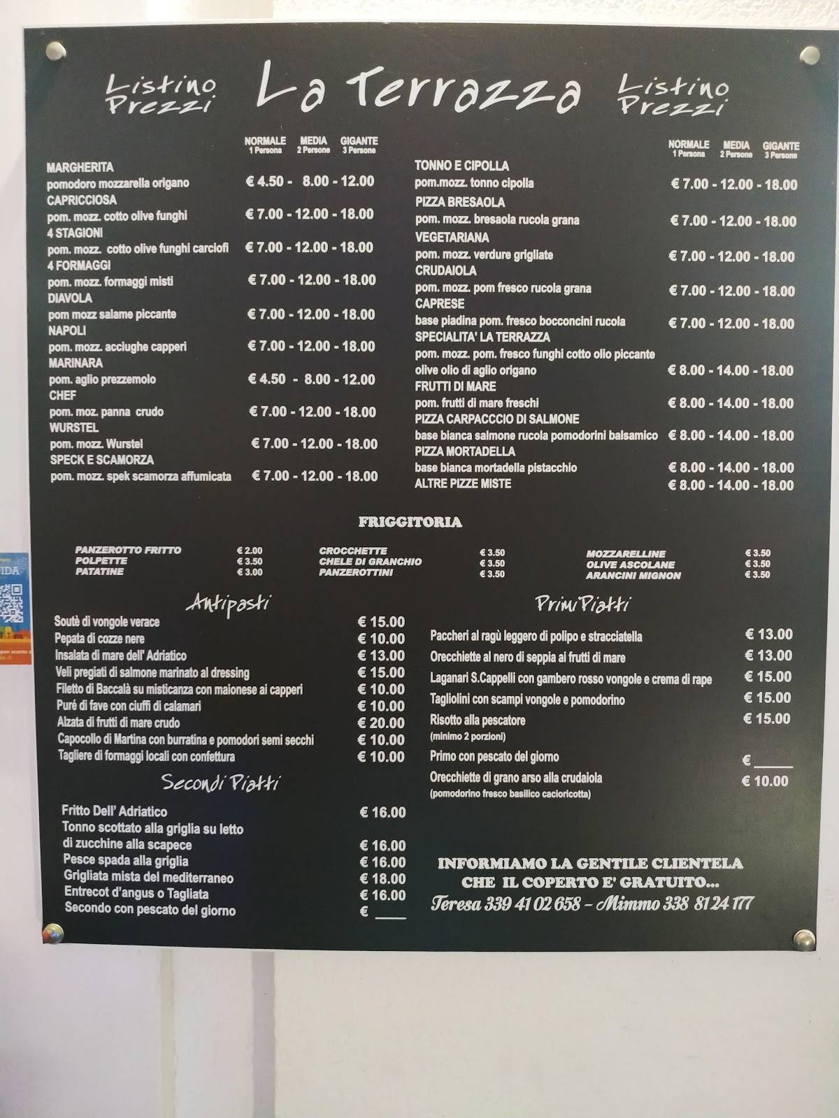 Menu da Fantasy pub & bar, Carovigno