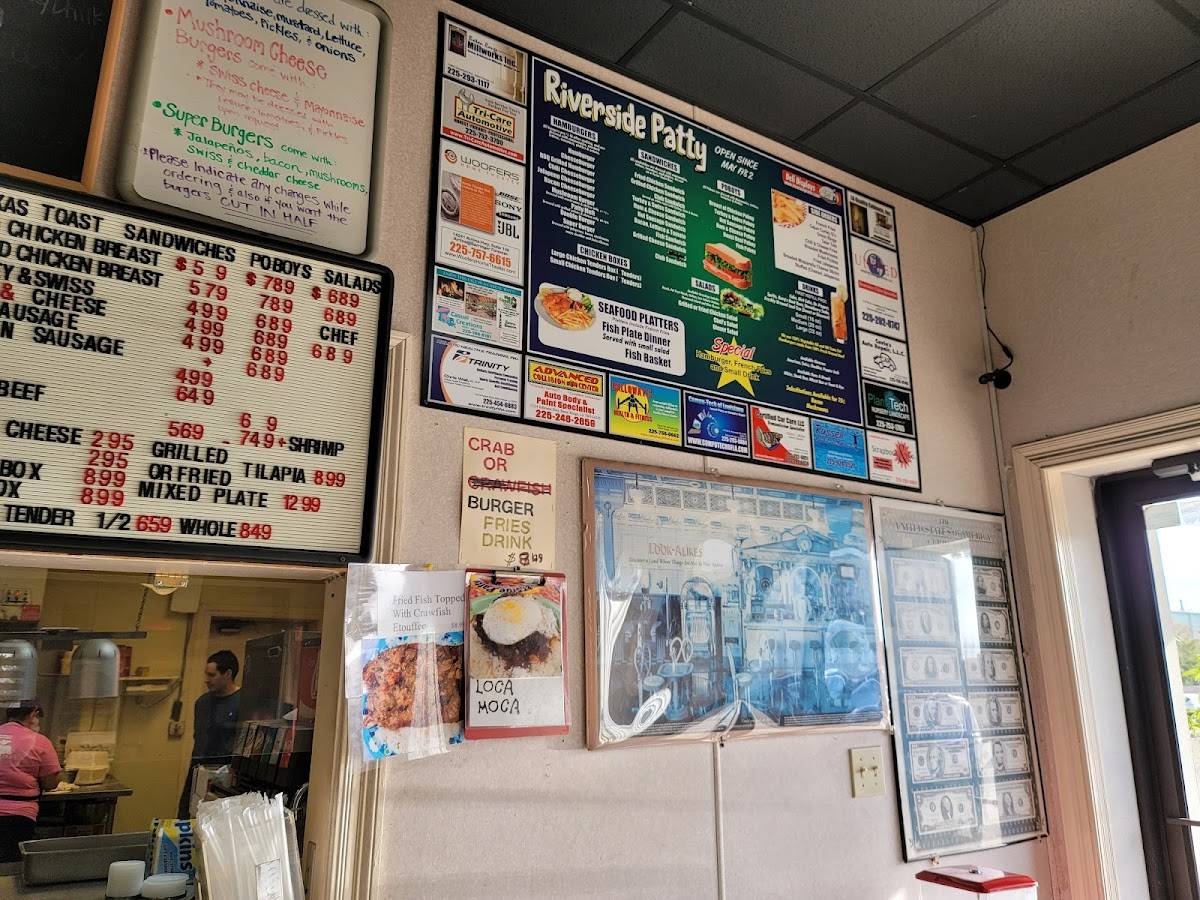 Menu at Riverside Patty restaurant, Baton Rouge, Cloverland Ave