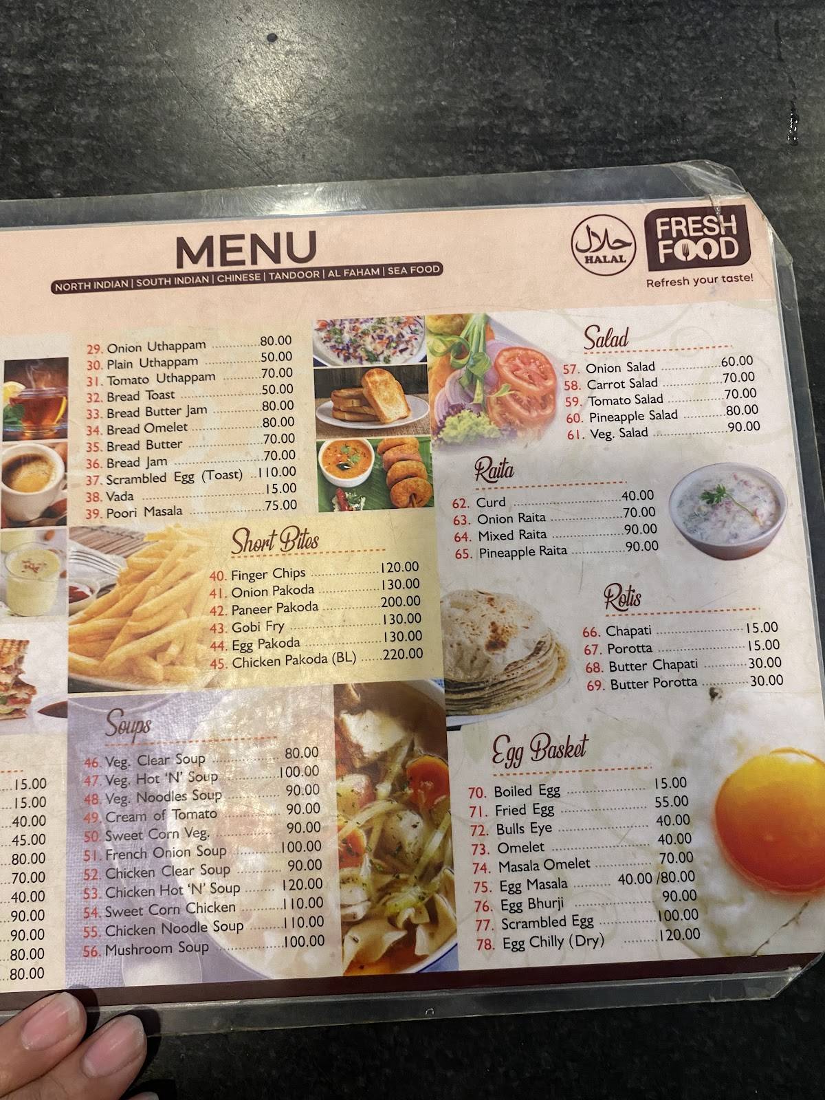 Menu at Rochas Restaurant, Munnar