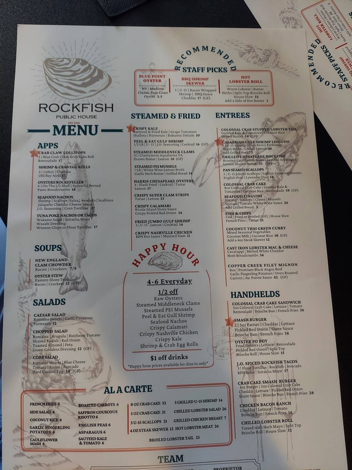 Menu at Rockfish Public House, York