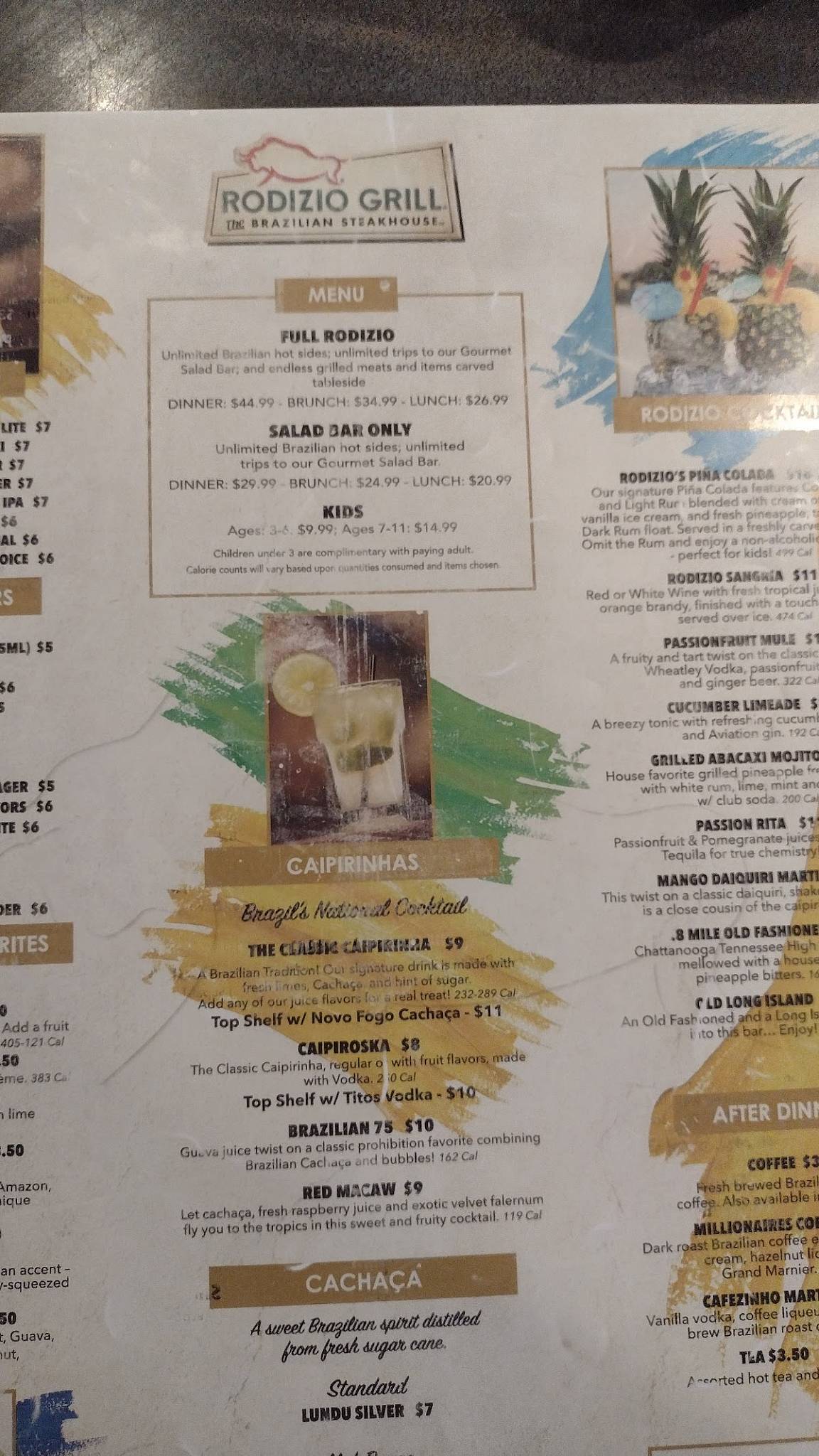 Menu at Rodizio Grill Brazilian Steakhouse Chattanooga Downtown ...