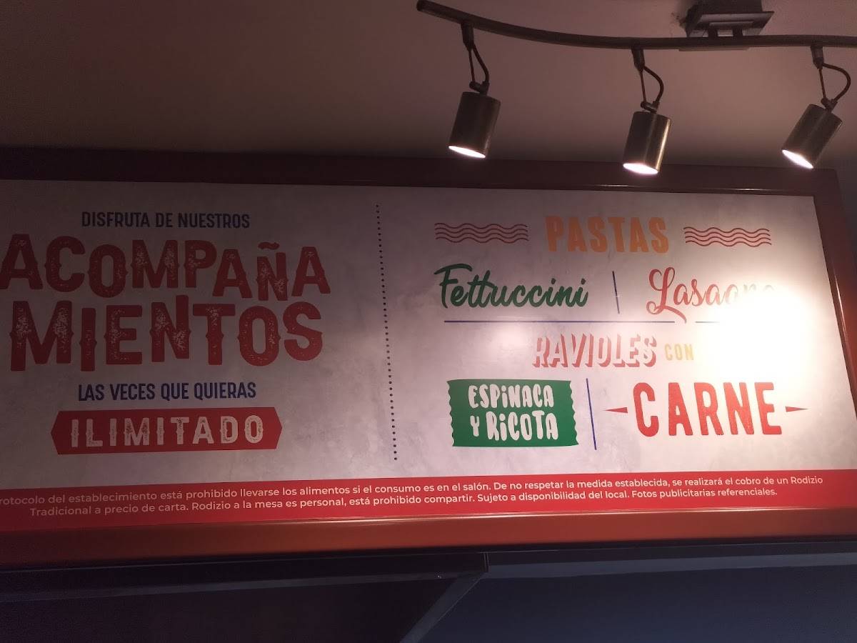 Carta del restaurante Rodizio, San Miguel, Av. del la Marina 3151