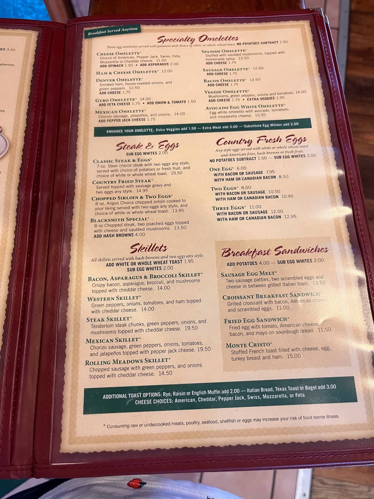 Menu at Rolling Meadows Restaurant, Fond du Lac