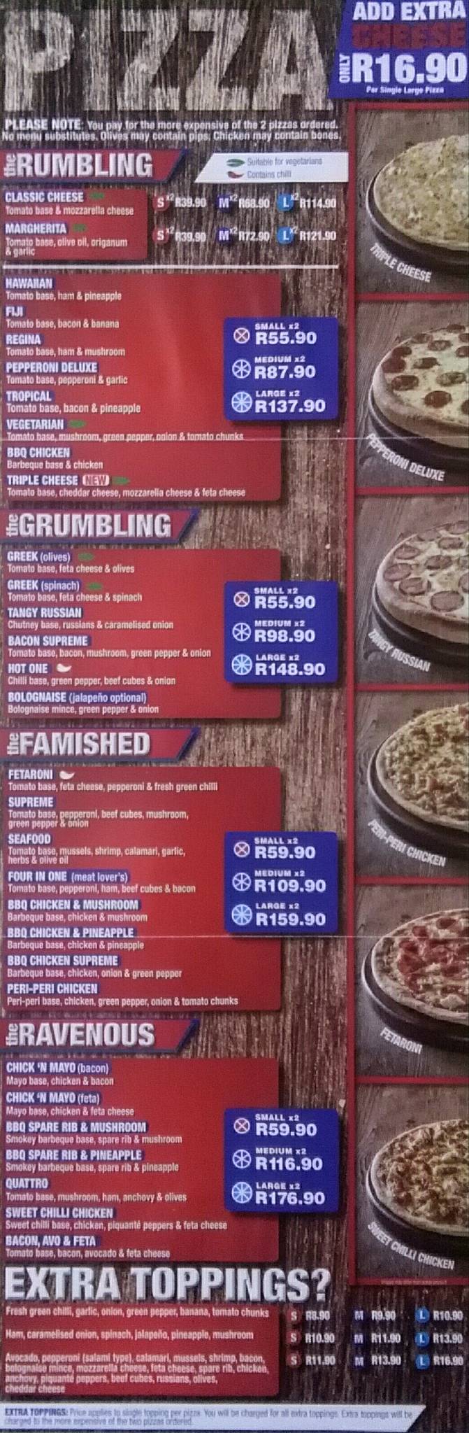Menu at Roman's Pizza Montclair pizzeria, Durban, 32