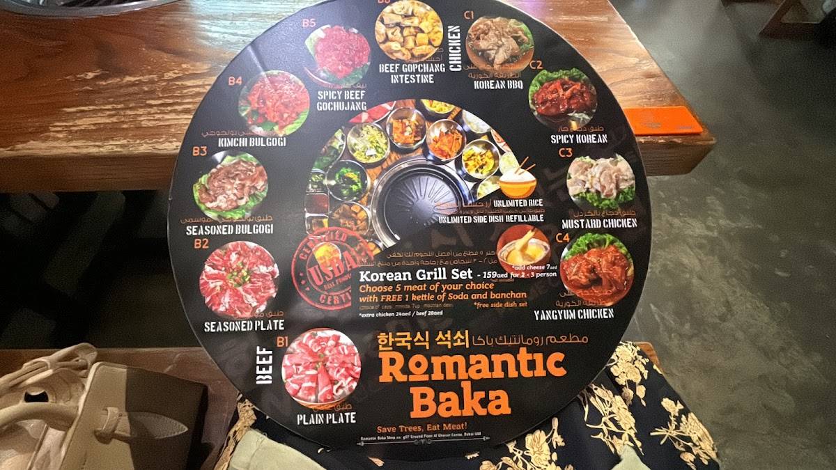 Menu at Romantic Baka restaurant, Dubai