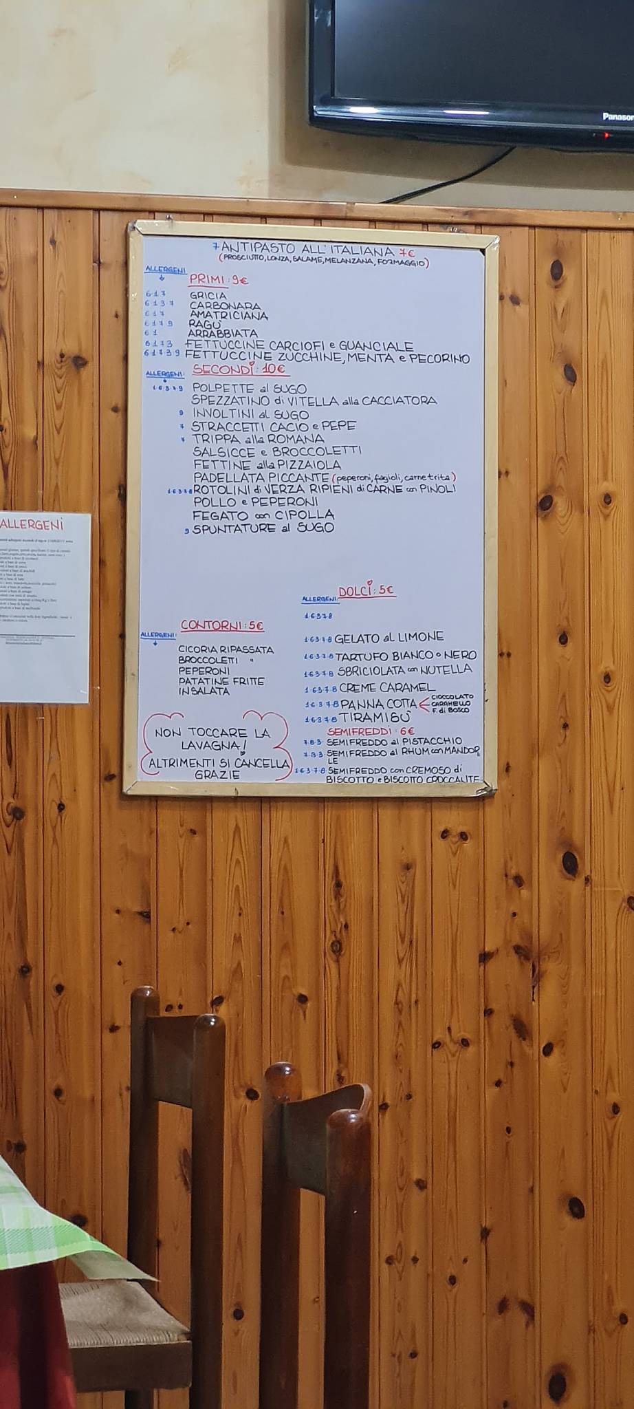 Carta del restaurante Trattoria La Rustica, Roma, Via Bolgheri