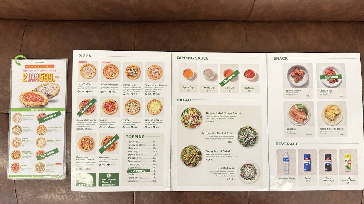 Menu at Ronin Pizza ลาดพร้าว18 restaurant, Bangkok