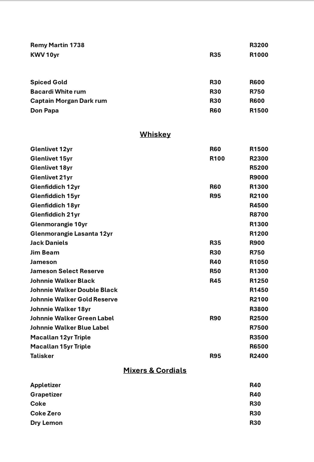 Menu at LUMO lounge&living RUIMSIG, Roodepoort