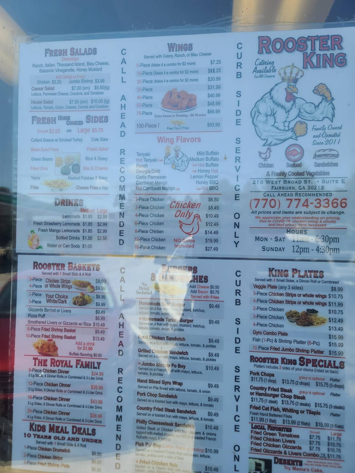 Menu at Rooster King Fried Chicken restaurant, Fairburn