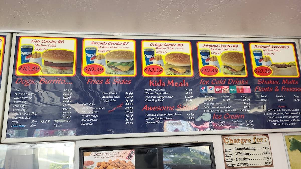 Menu at Root Beer King restaurant, Lamont, Main St