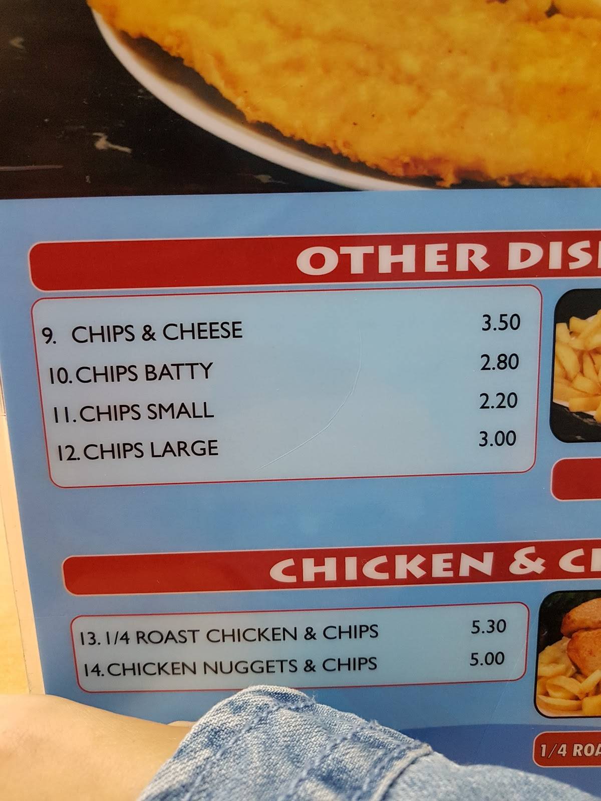 Menu at Rose's Fish Bar, Pevensey