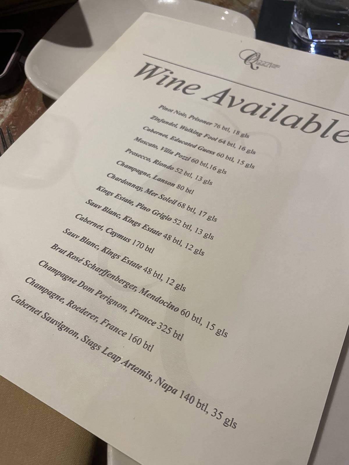 Menu at Q1227 Restaurant, Roseville