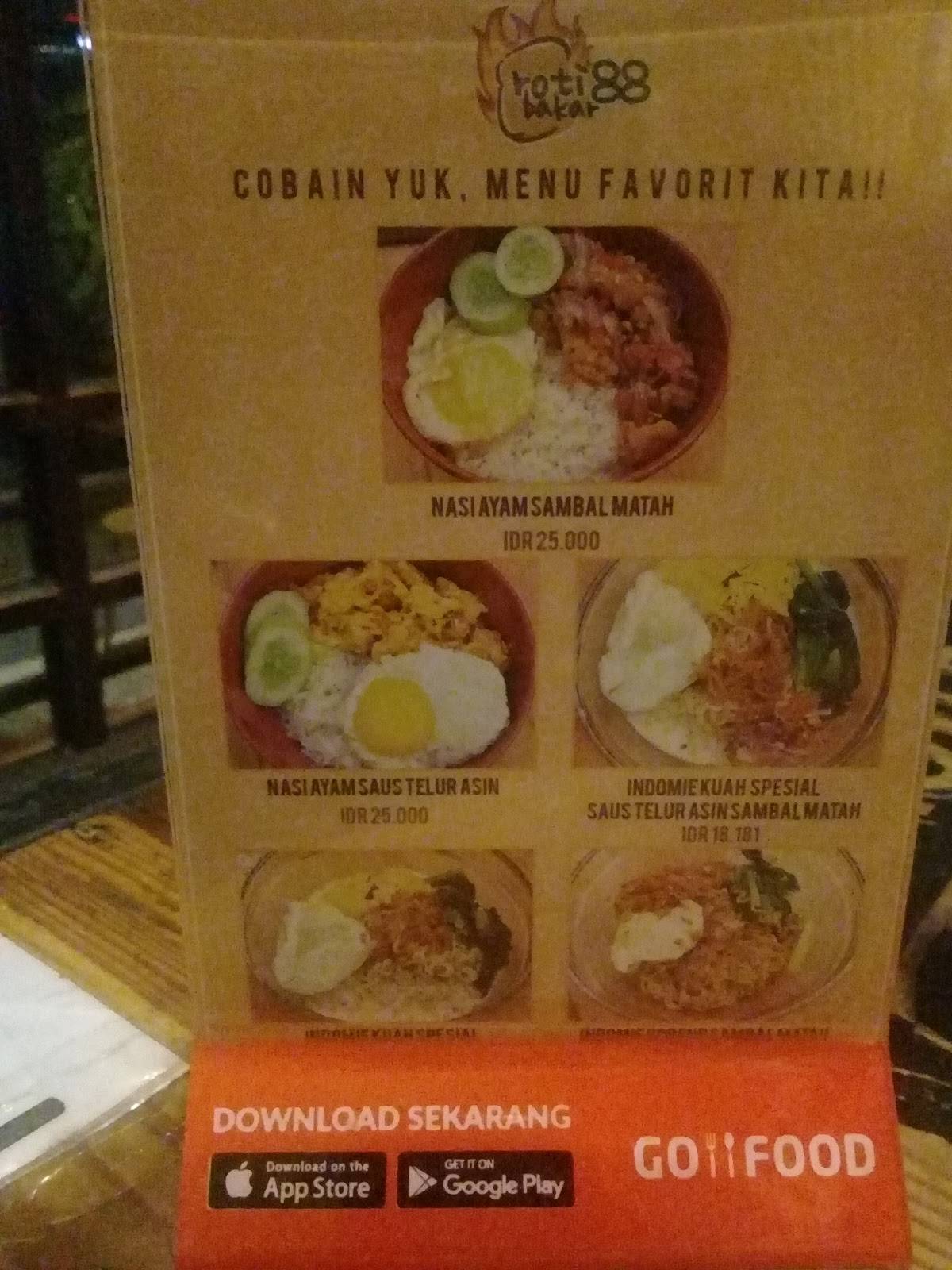 Menu at Roti Bakar 88 - Ruko Dalton restaurant, Curug Sangereng