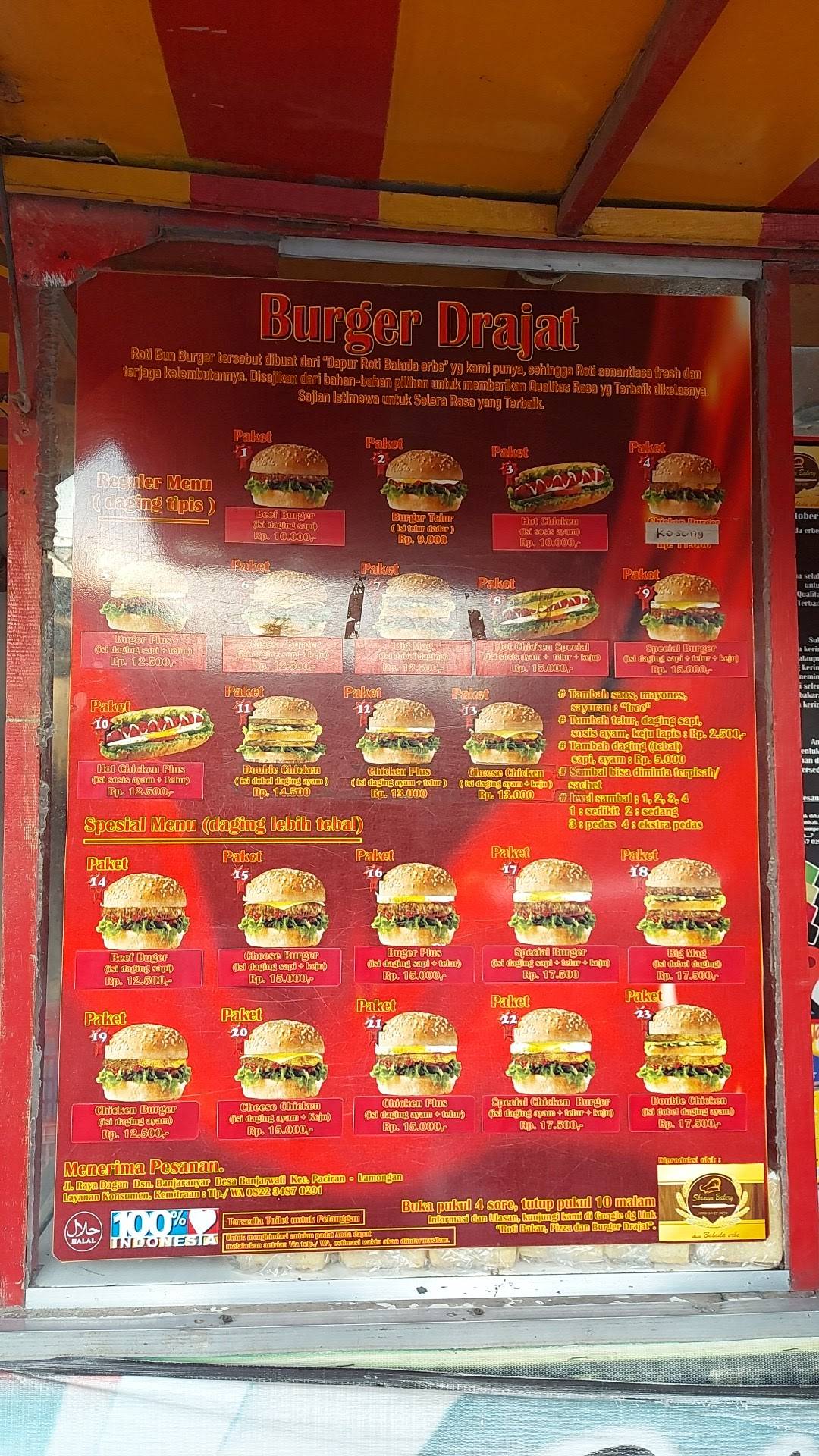 Carta de Roti Bakar, Dan Burger Drajat, Paciran