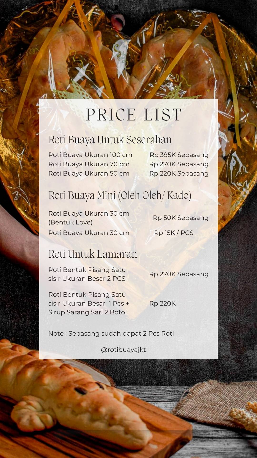 Menu at Roti Buaya JKT, South Jakarta