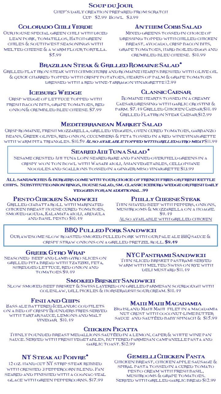 Menu at Rounders Bicentennial restaurant, Henderson, Bicentennial Pkwy