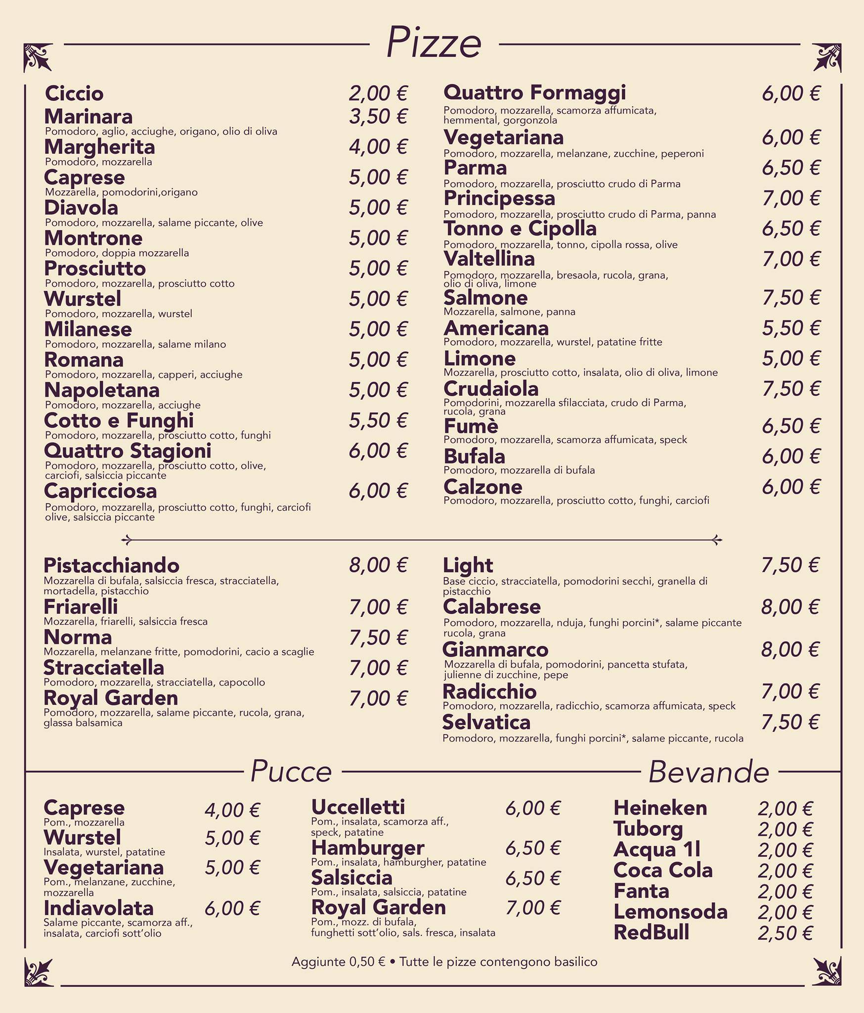 Royal garden menu store