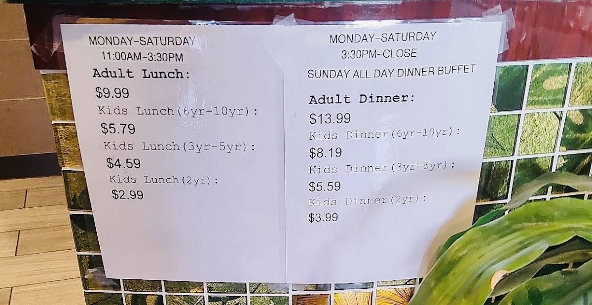 Menu at Royal House Buffet restaurant, Wilkes-Barre Township