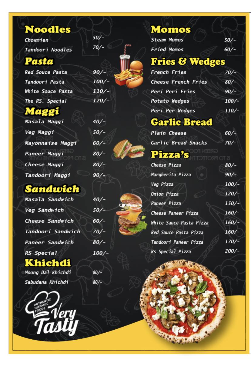 Menu at Rs cafe and restaurant, Kota