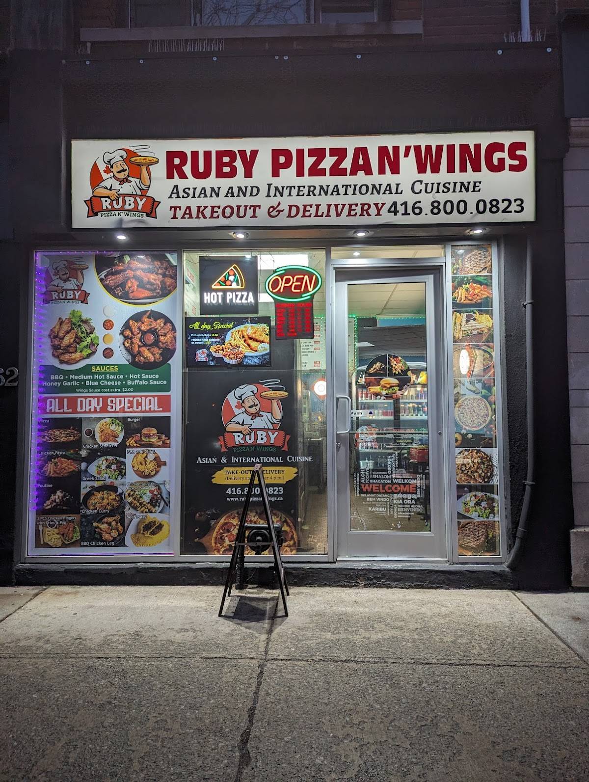 Menu at Ruby Pizza N' Wings restaurant, Toronto
