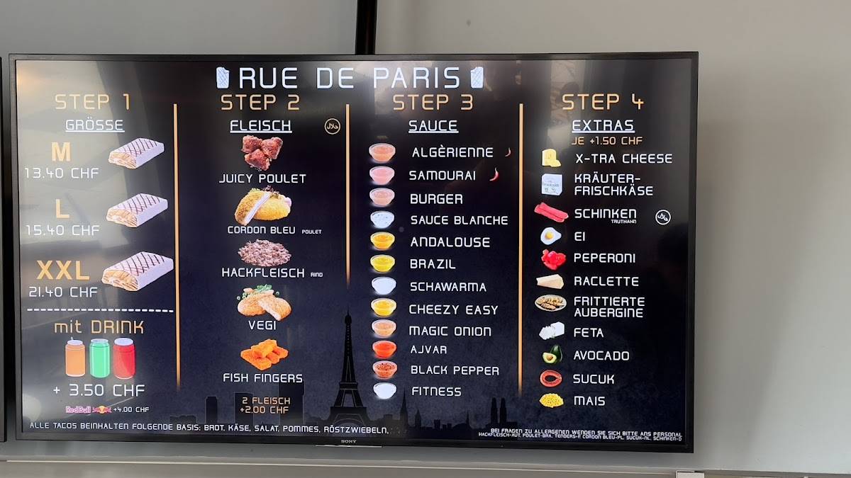 Speisekarte von Rue de Paris - French Tacos - Zürich's first ...