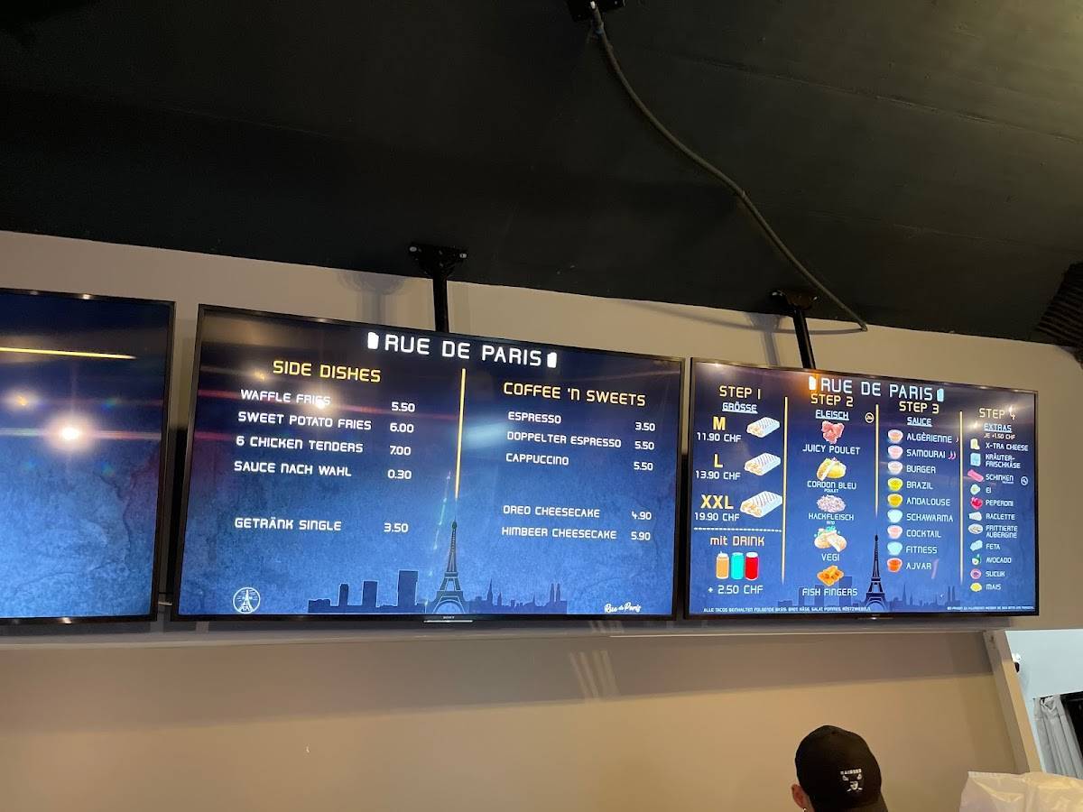 Menu at Rue de Paris - French Tacos - Zürich's first, Opfikon
